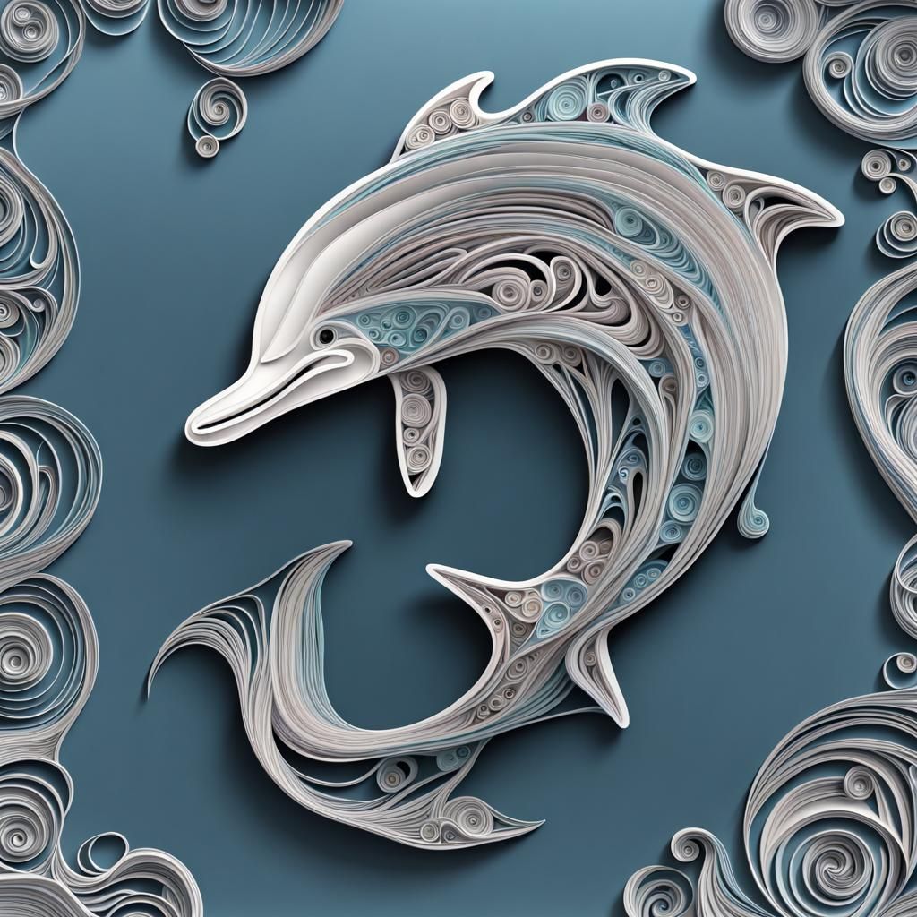 3D quilled dolphin - AI Generated Artwork - NightCafe Creator