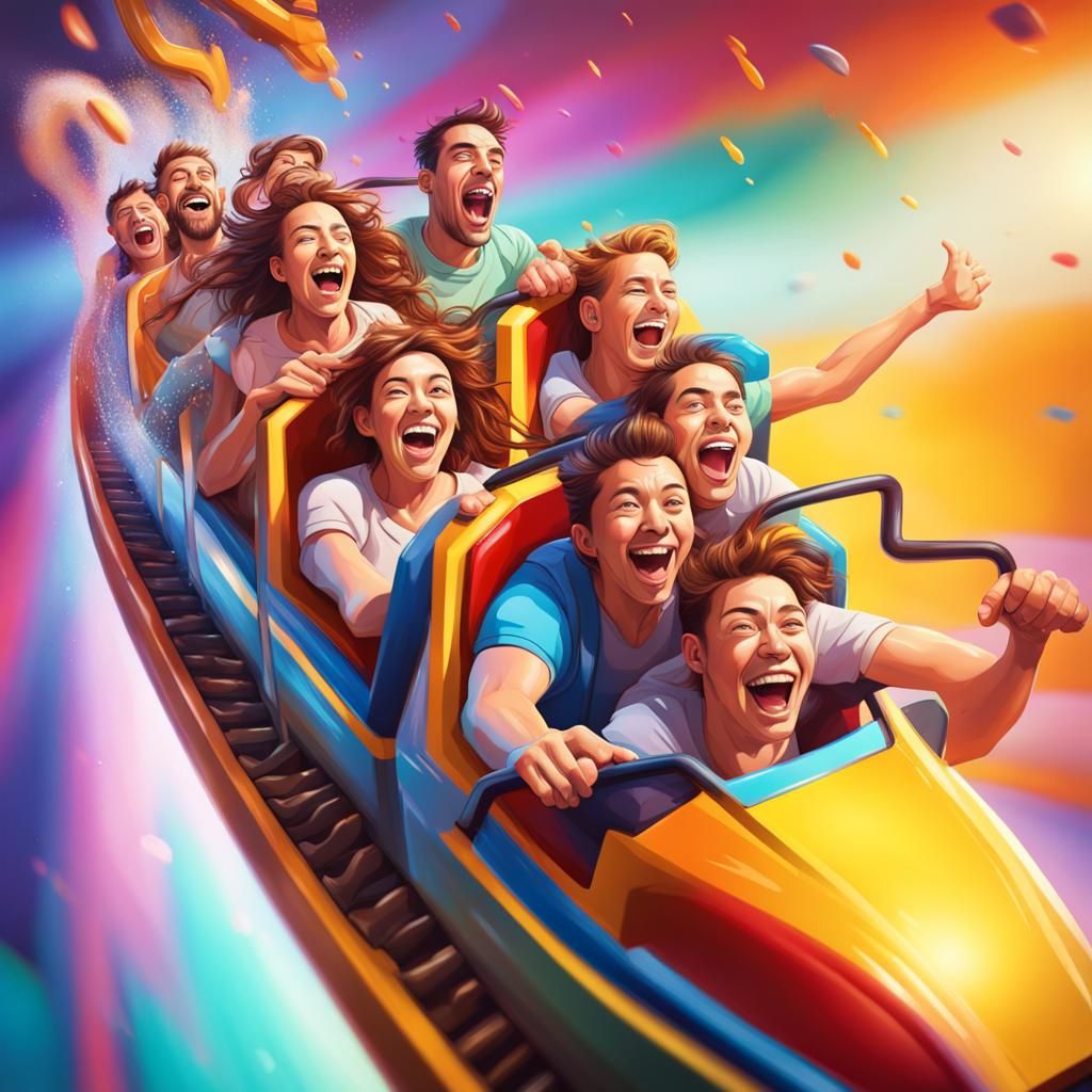 Happy people on a Rollercoaster Ride - AI Generated Artwork - NightCafe ...
