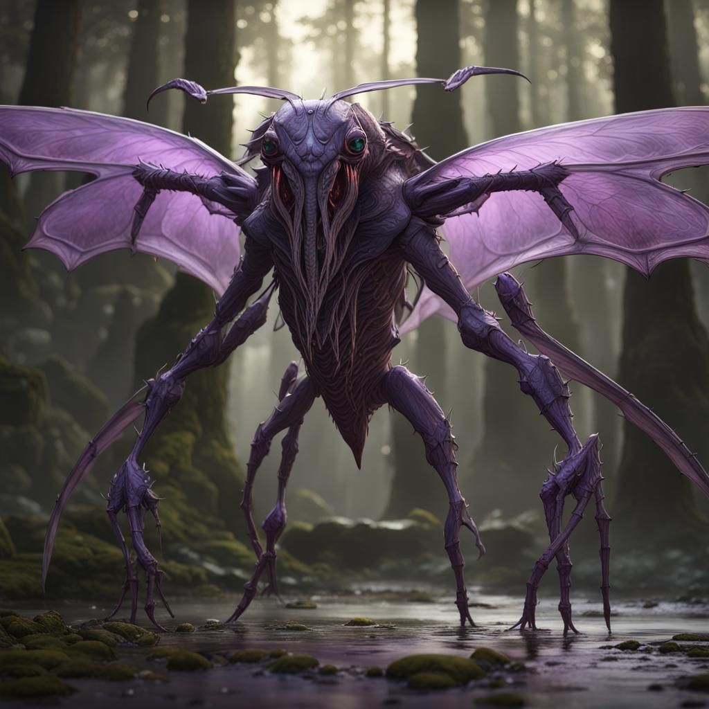 The Qu are insectoid creatures with four wings, stalked eyes, pincer ...