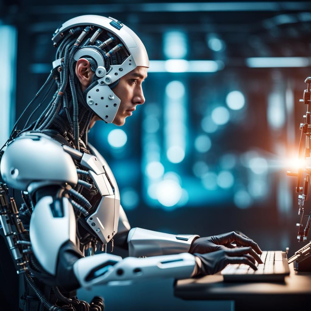 Cyborg programmer - AI Generated Artwork - NightCafe Creator