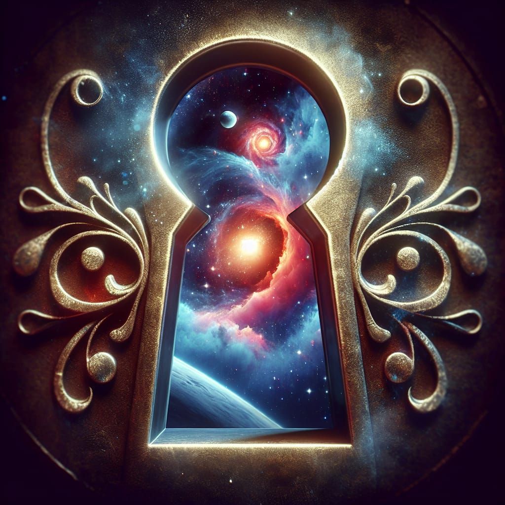 A hyper realistic keyhole on the other side of the keyhole is a ...