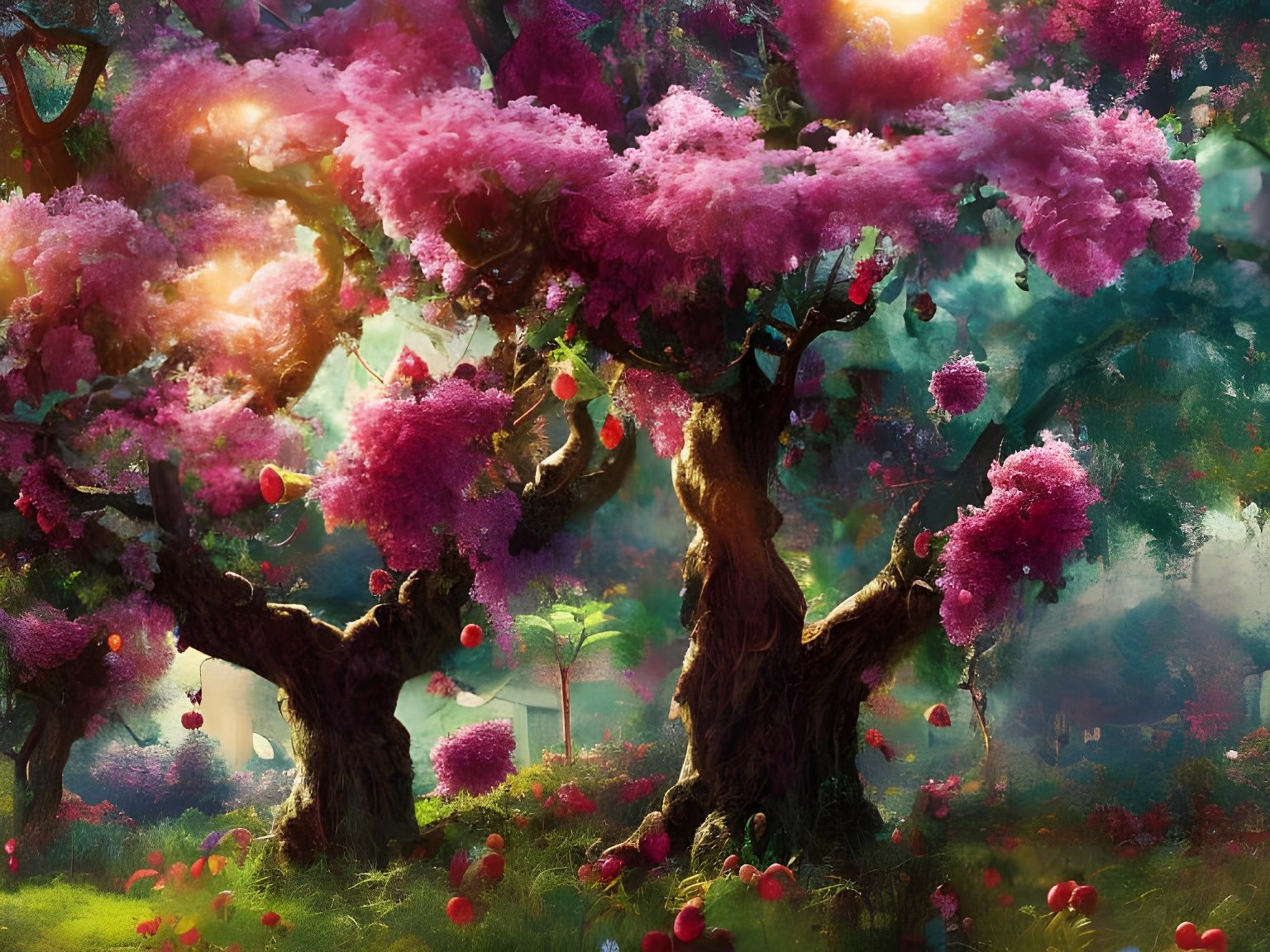 Raspberry Garden 1-4 - AI Generated Artwork - NightCafe Creator