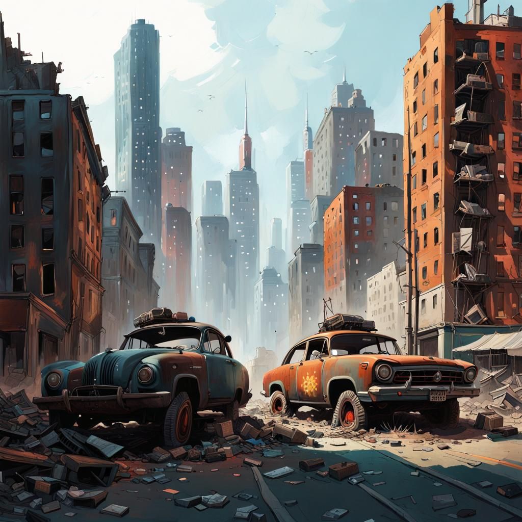 Post Apocalyptic cityscape - AI Generated Artwork - NightCafe Creator