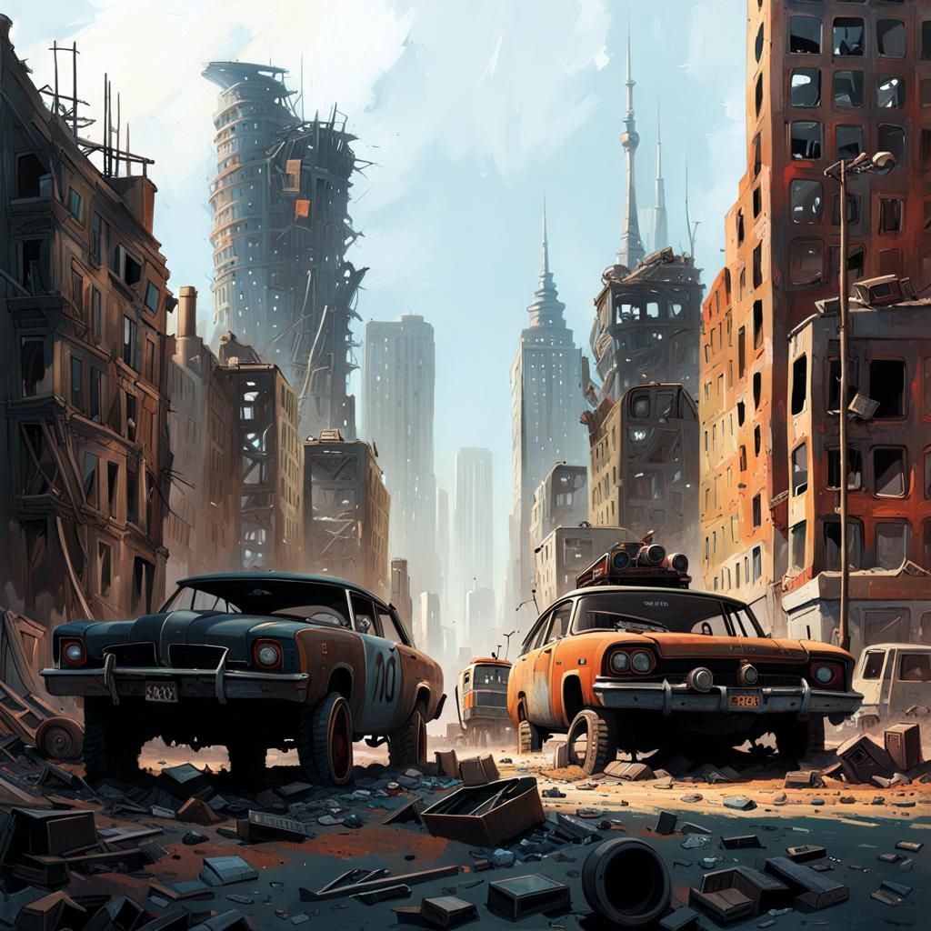Post Apocalyptic cityscape - AI Generated Artwork - NightCafe Creator