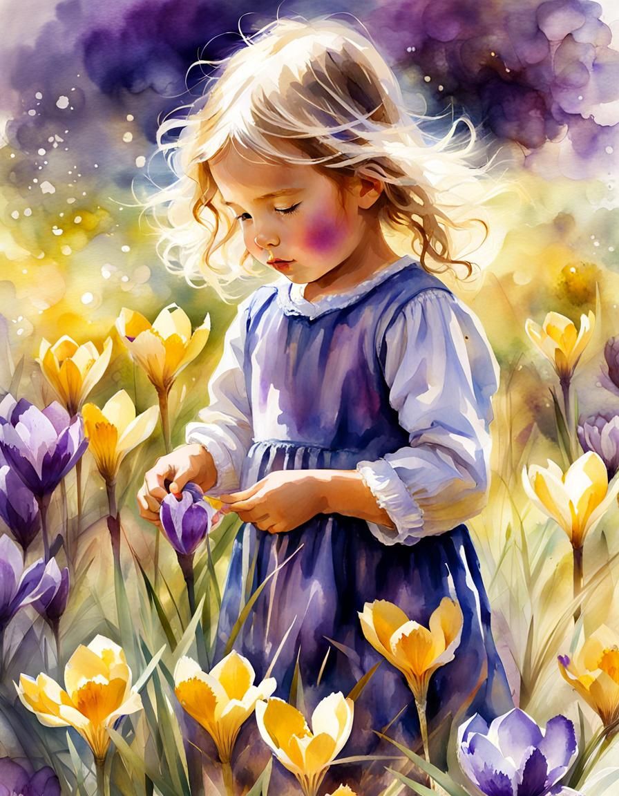 Picking Spring Flowers - AI Generated Artwork - NightCafe Creator