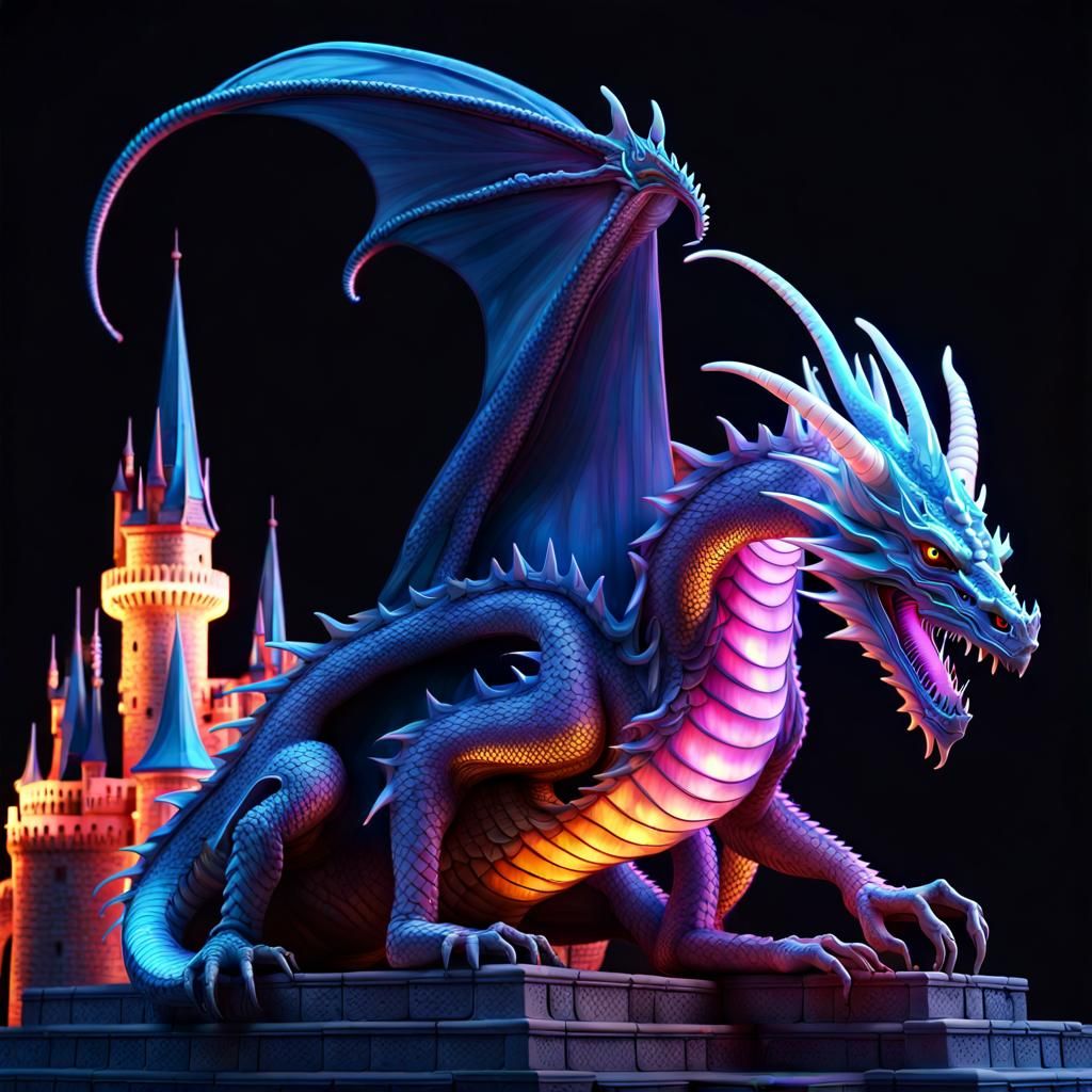 Fierce Dragon Guards Castle - AI Generated Artwork - NightCafe Creator