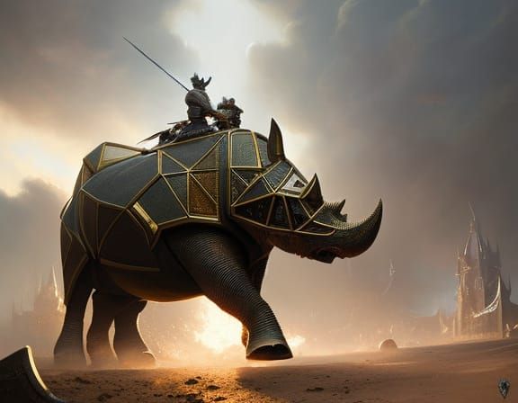 Battle rhino - AI Generated Artwork - NightCafe Creator