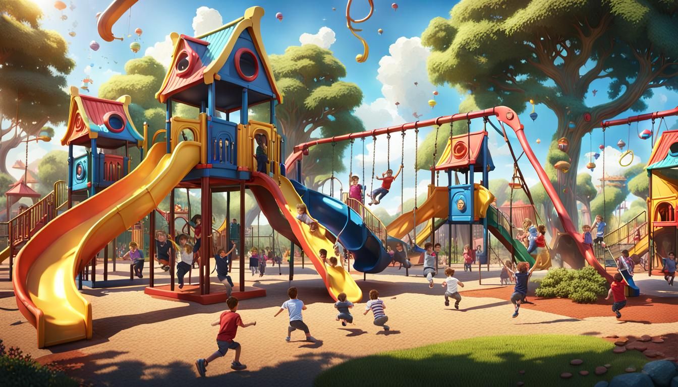 A Bustling Playground Scene - A Bustling Playground Scene