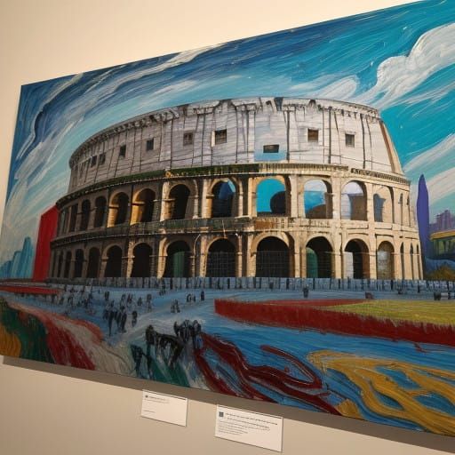 Roman Colosseum in Vibrant Modern Art - AI Art