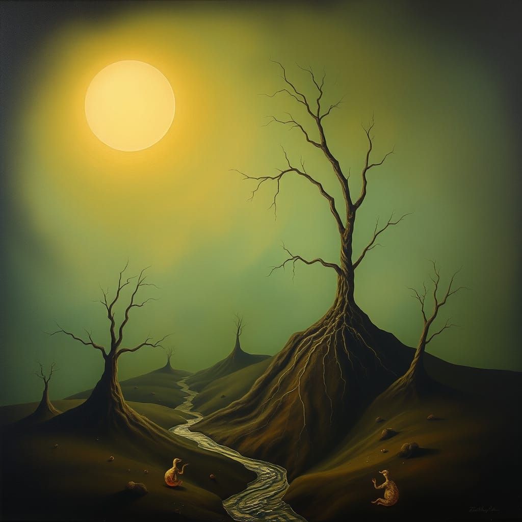 Surrealist Dreamscape in Melting Oil on Canvas - AI Art
