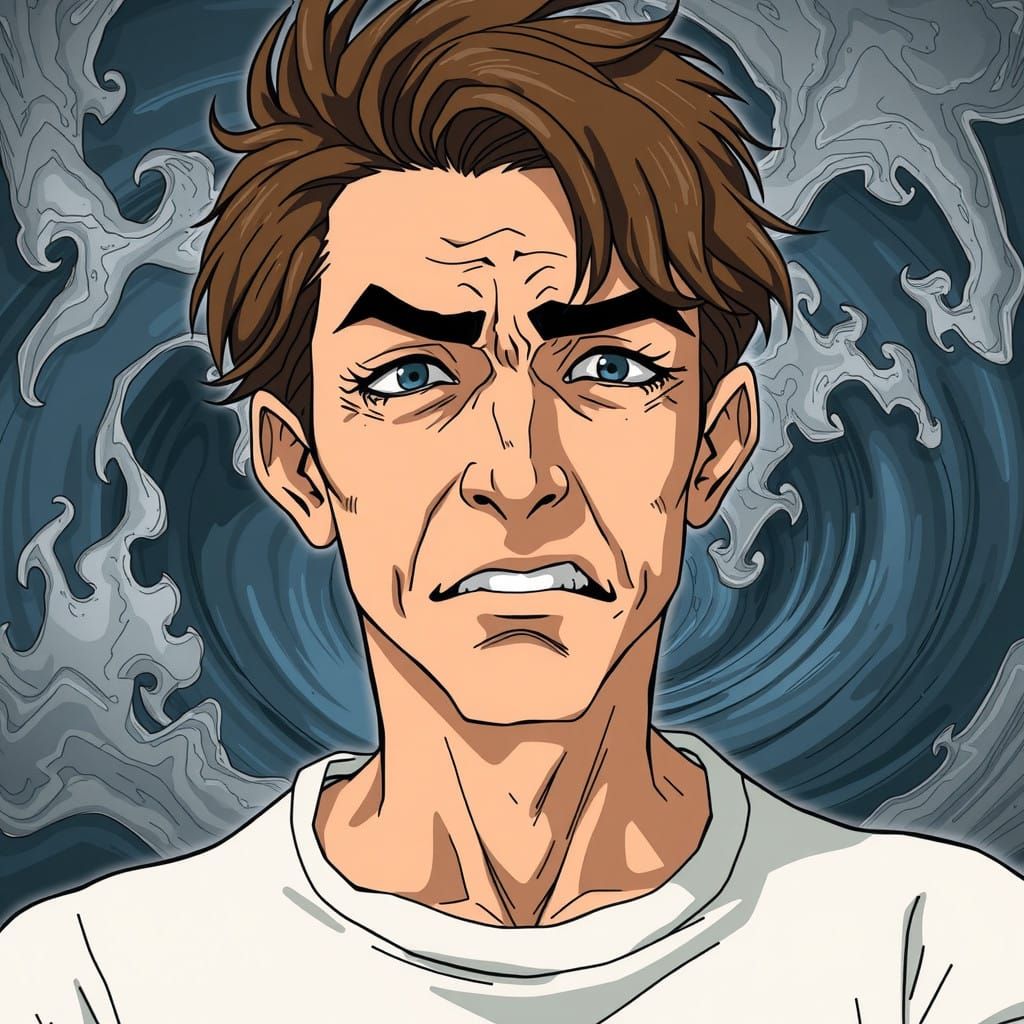 Tormented Hero in a Swirling Storm - AI Art