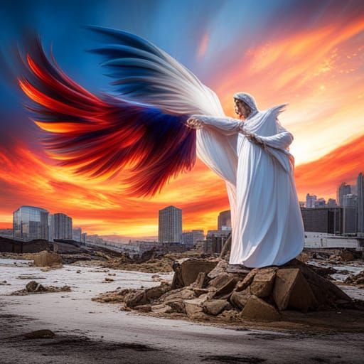 1/2 Angel 1/2 Phoenix - AI Generated Artwork - NightCafe Creator