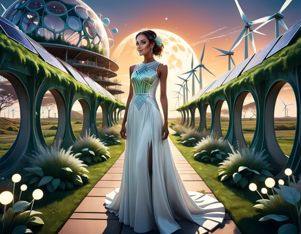 Solarpunk Bride - Sustainable Futuristic Bride in Solarpunk ...