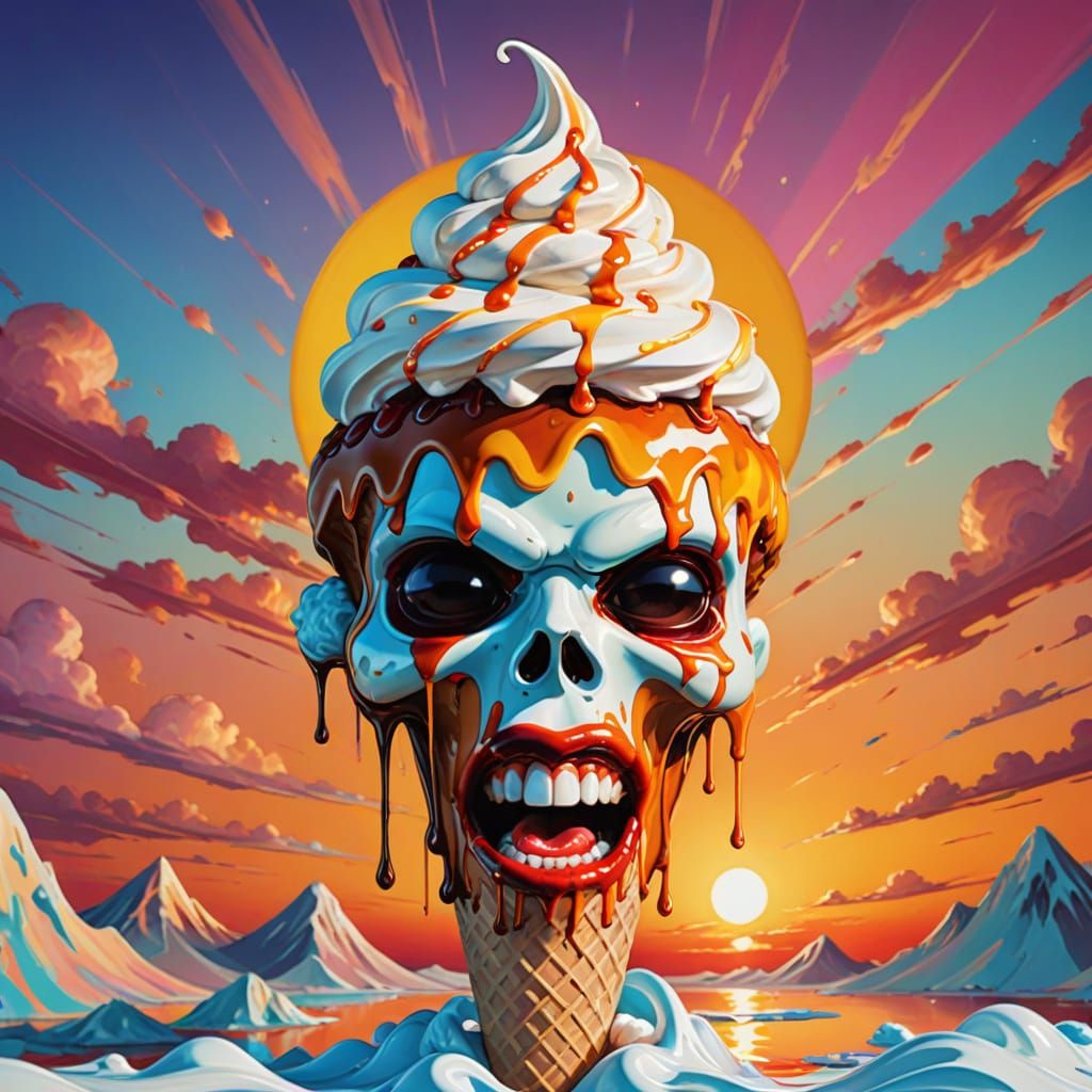 Angry ice cream cone - Angry Ice Cream Cone in Afro-Futurist...