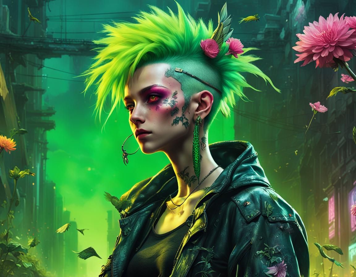 Head to feet portrait of a punk fairy girl, cute, gorgeous, slim ...