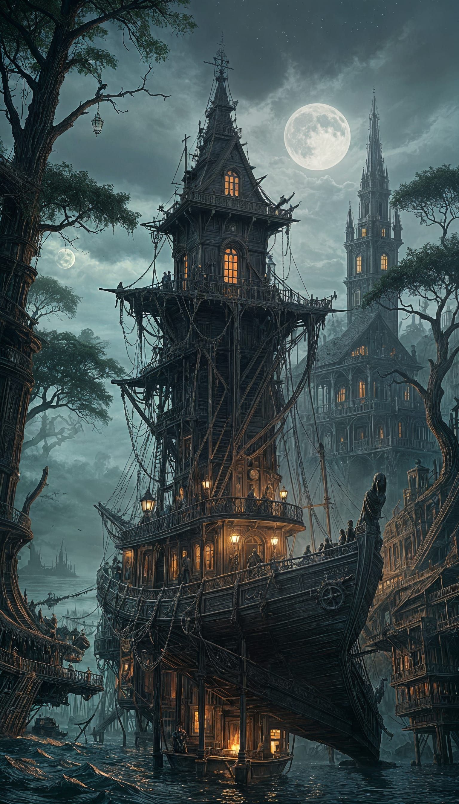 Boat - Steampunk Reaper Sails the Dark Moonscape