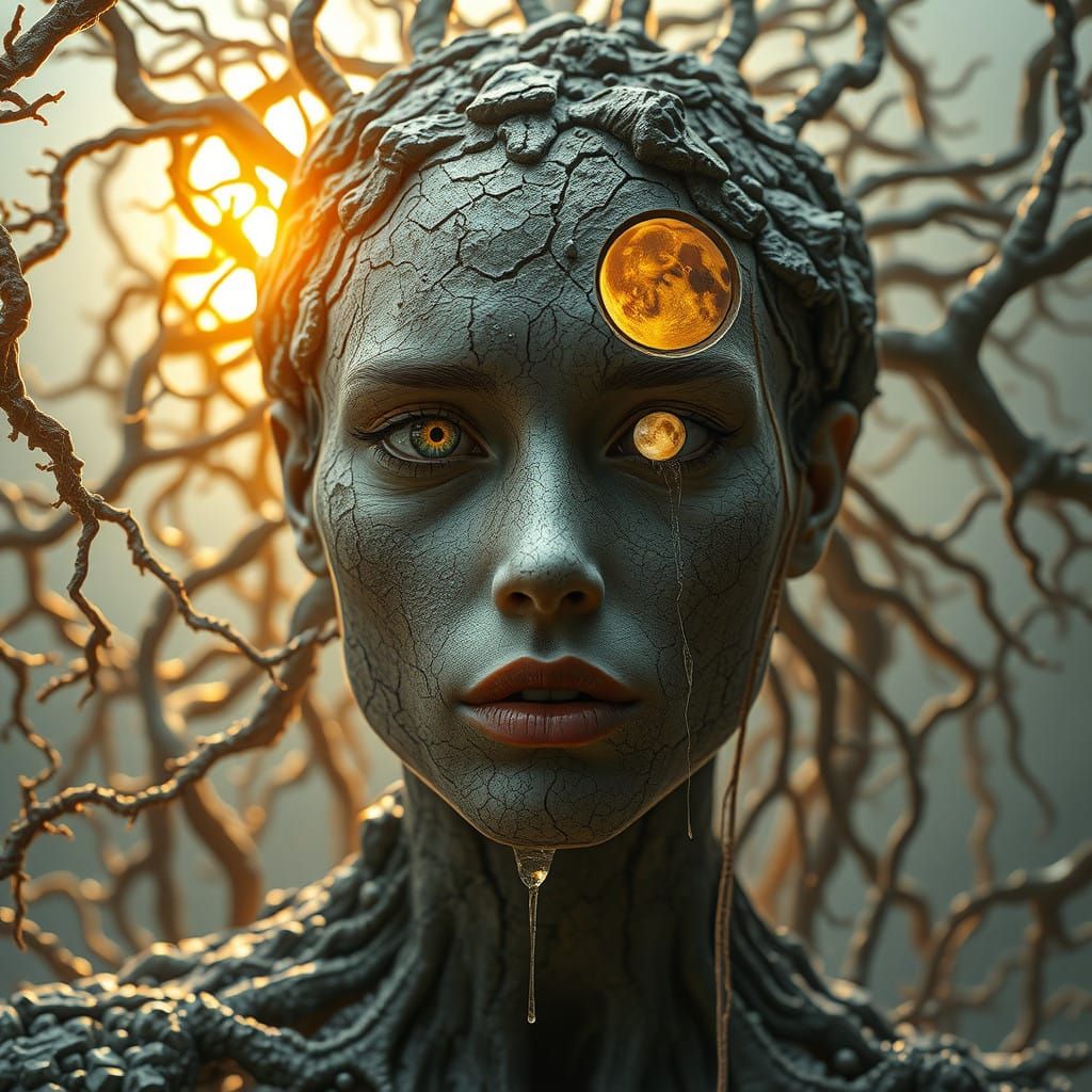 Transhumanist Goddess Emerges from Ancient Myceliu... - AI Art