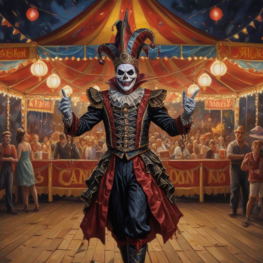 Jester (RealVisXL v5) - Impasto Carnival Jester Dances Under...