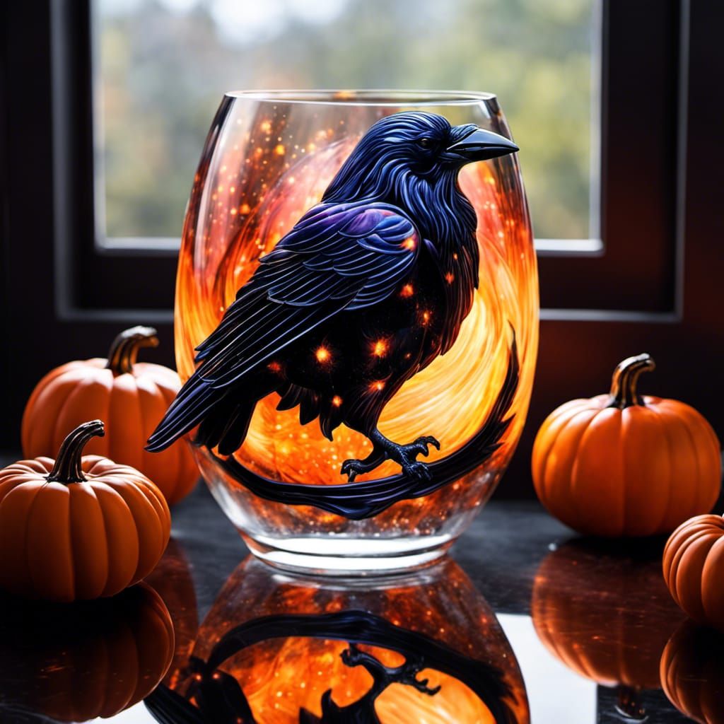 Glass Raven Lamp or Candle Warmer - AI Generated Artwork - NightCafe ...
