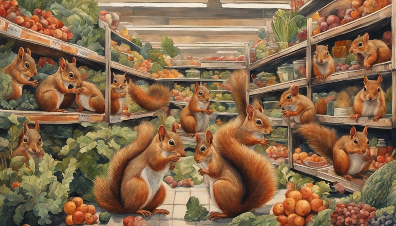 Squirrels conquered the supermarket 😂 - AI Generated Artwork - NightCafe Creator