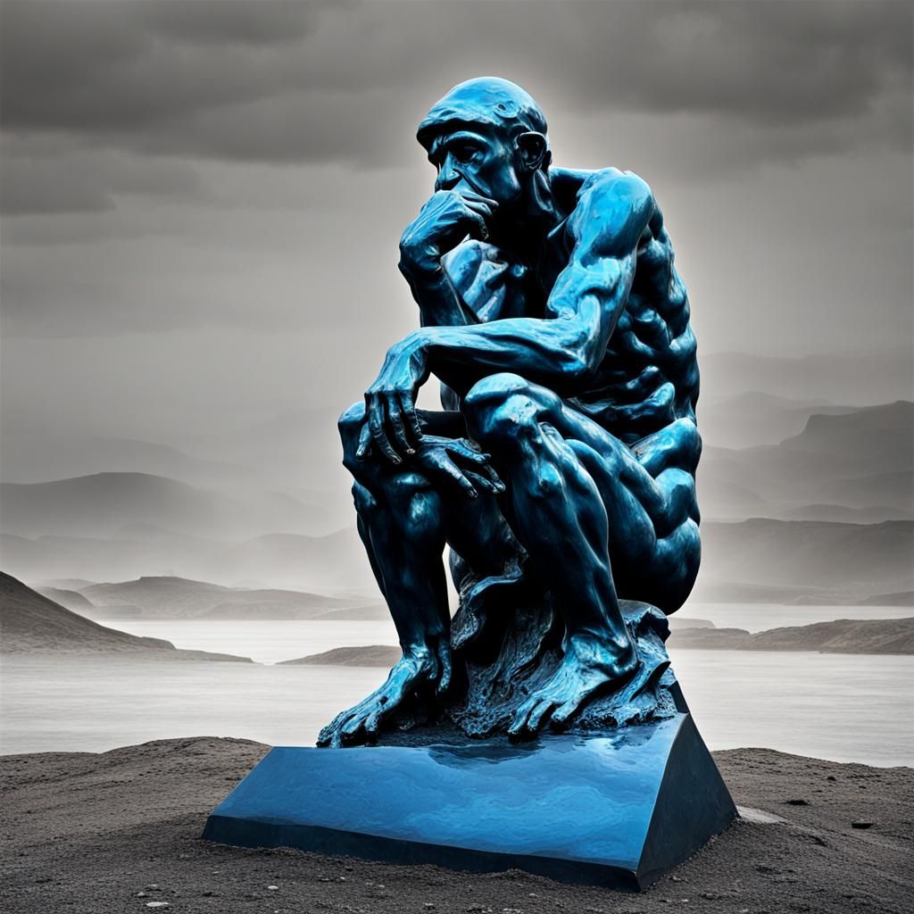 The blue thinker - AI Generated Artwork - NightCafe Creator