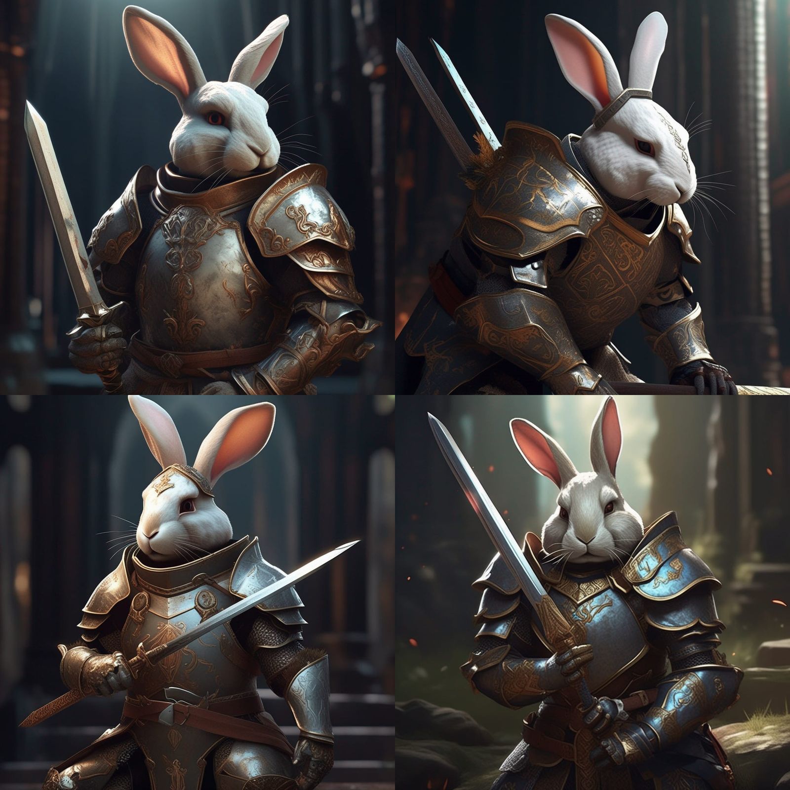 a rabbit with an armor, sword, knight, paladin, hyperdetailed, 8k ...