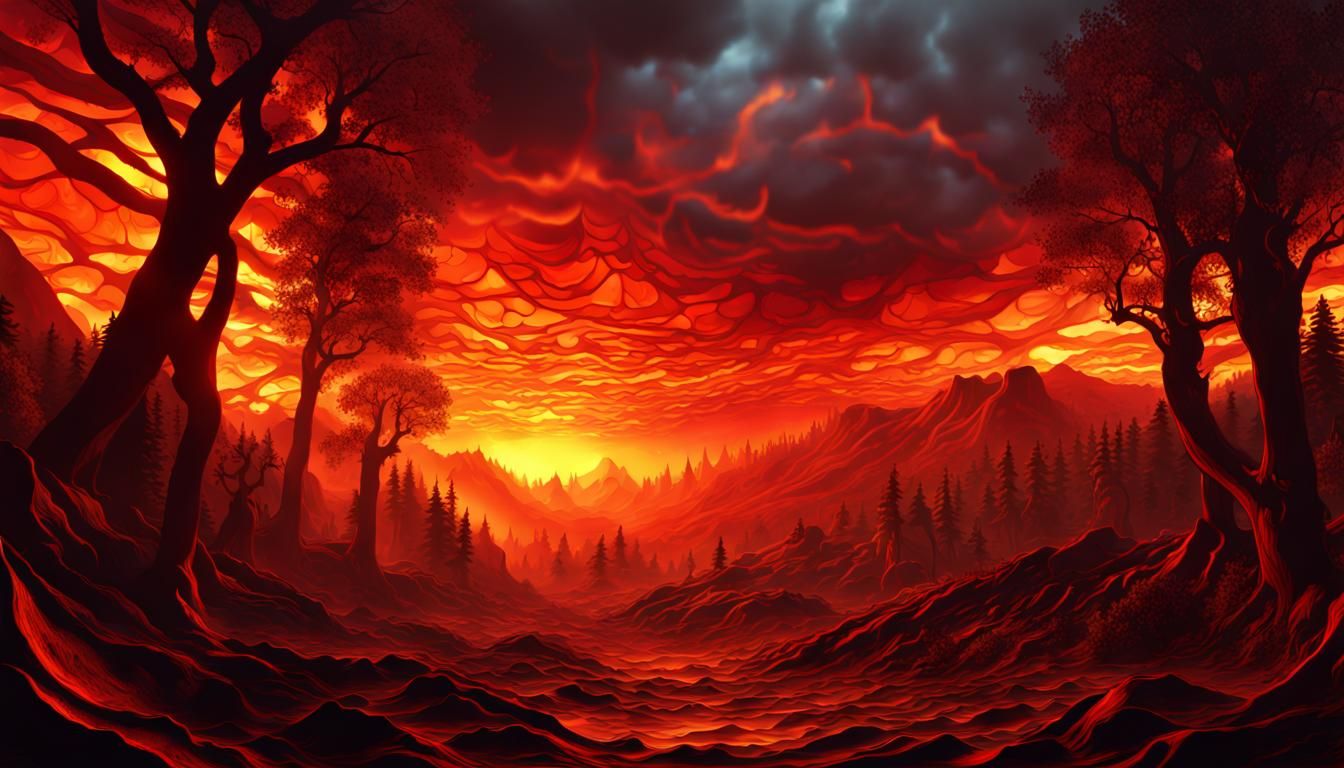 Fiery Landscape - AI Generated Artwork - NightCafe Creator