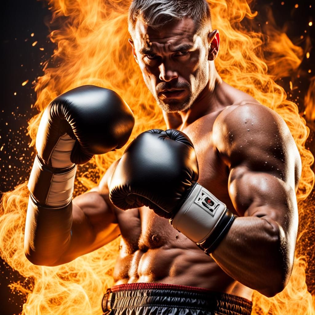 Boxing in fire - AI Generated Artwork - NightCafe Creator