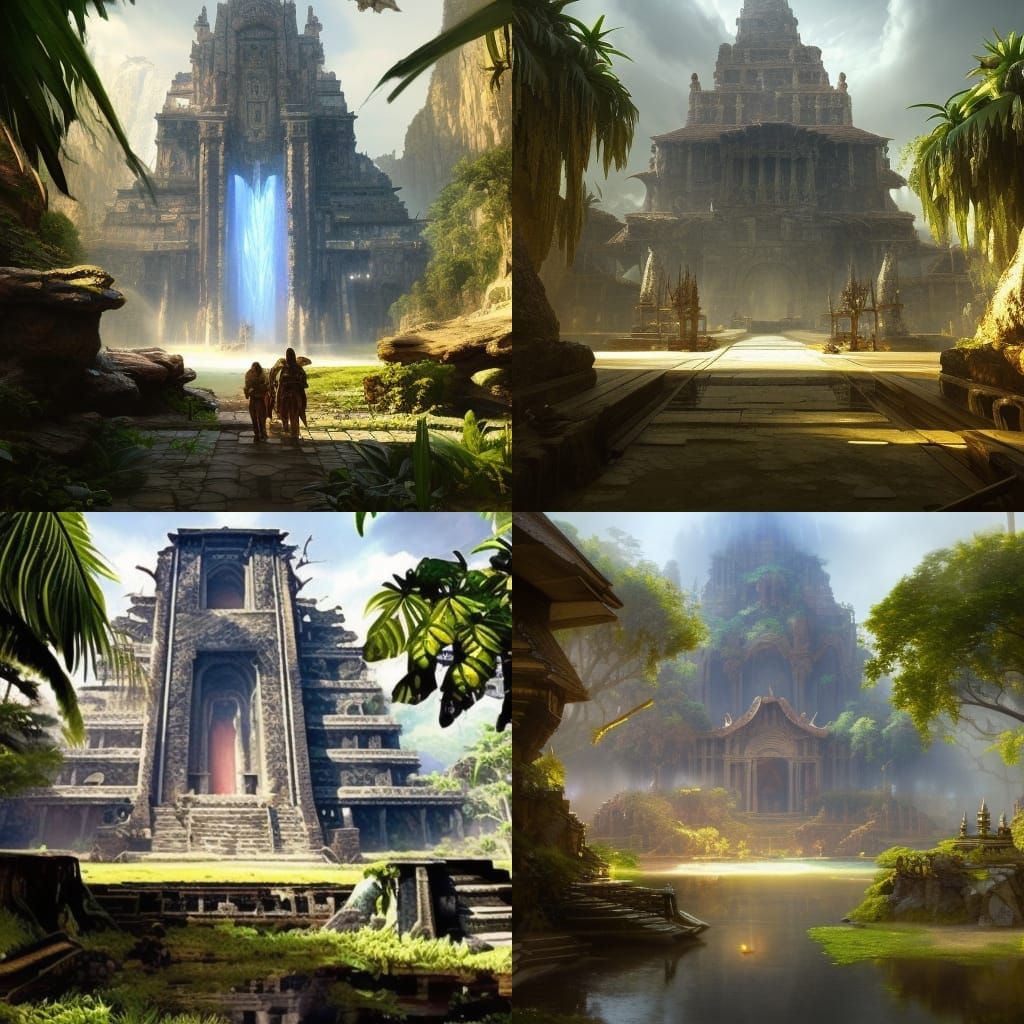 Mayan temple in the jungle 3D Game Cinematic Feel, Epic 3D Videogame ...
