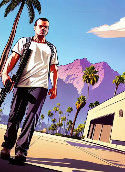 grand theft auto V loading screen art style stephen bliss - AI ...
