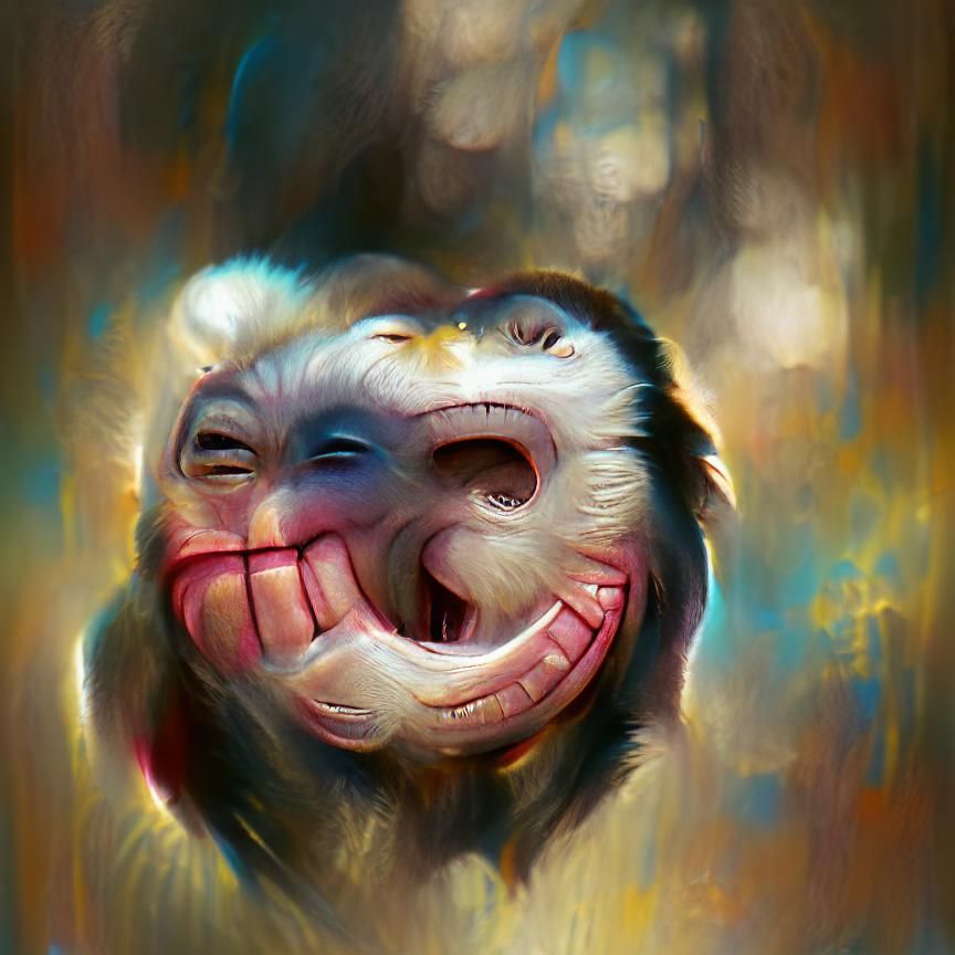 Laughing Monkey Face by Greg Rutkowski and James Gurney - AI Generated ...