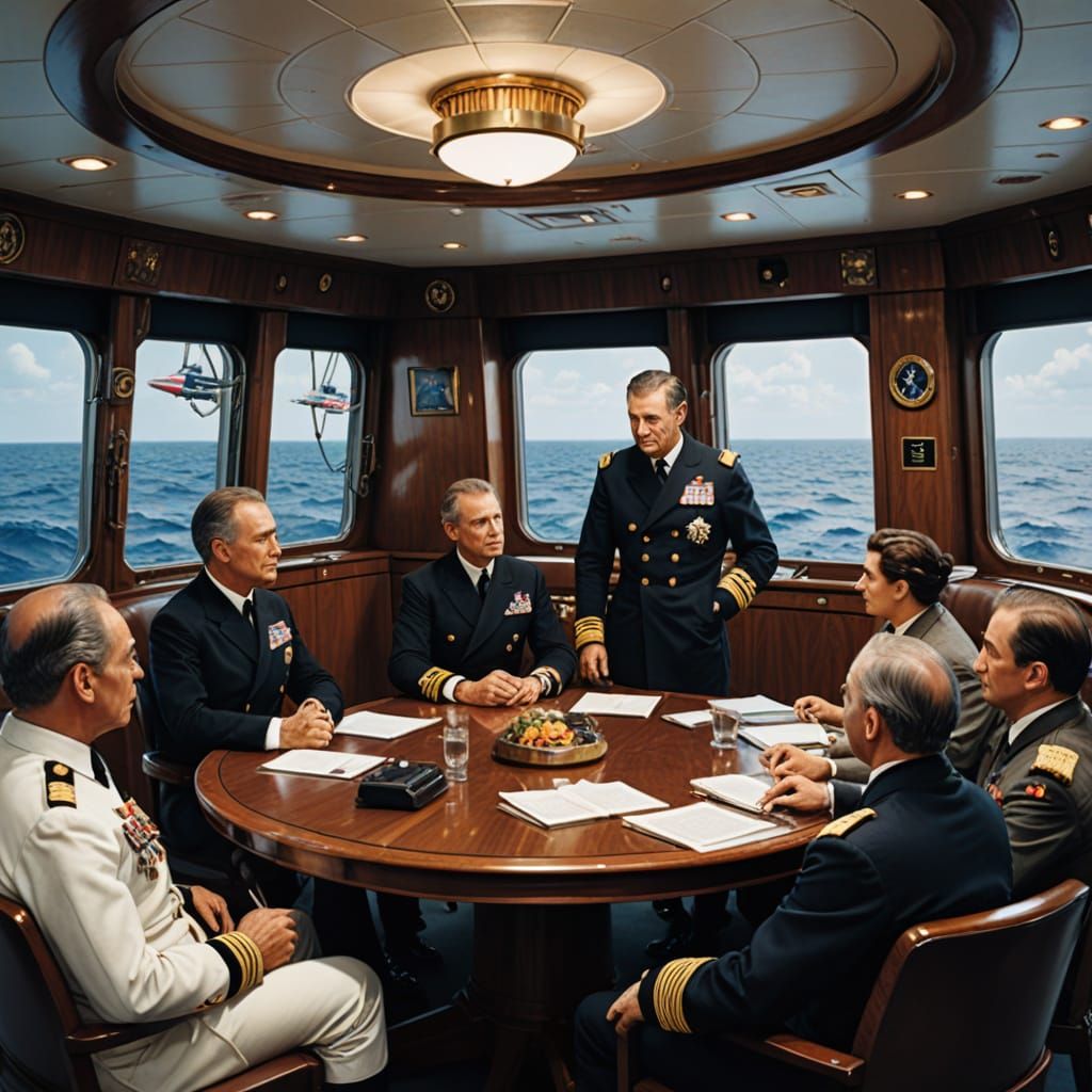 Naval Commanders Gather on Flagship Bridge - AI Art