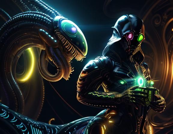 Scientist With His "Pet" Alien - AI Generated Artwork - NightCafe Creator