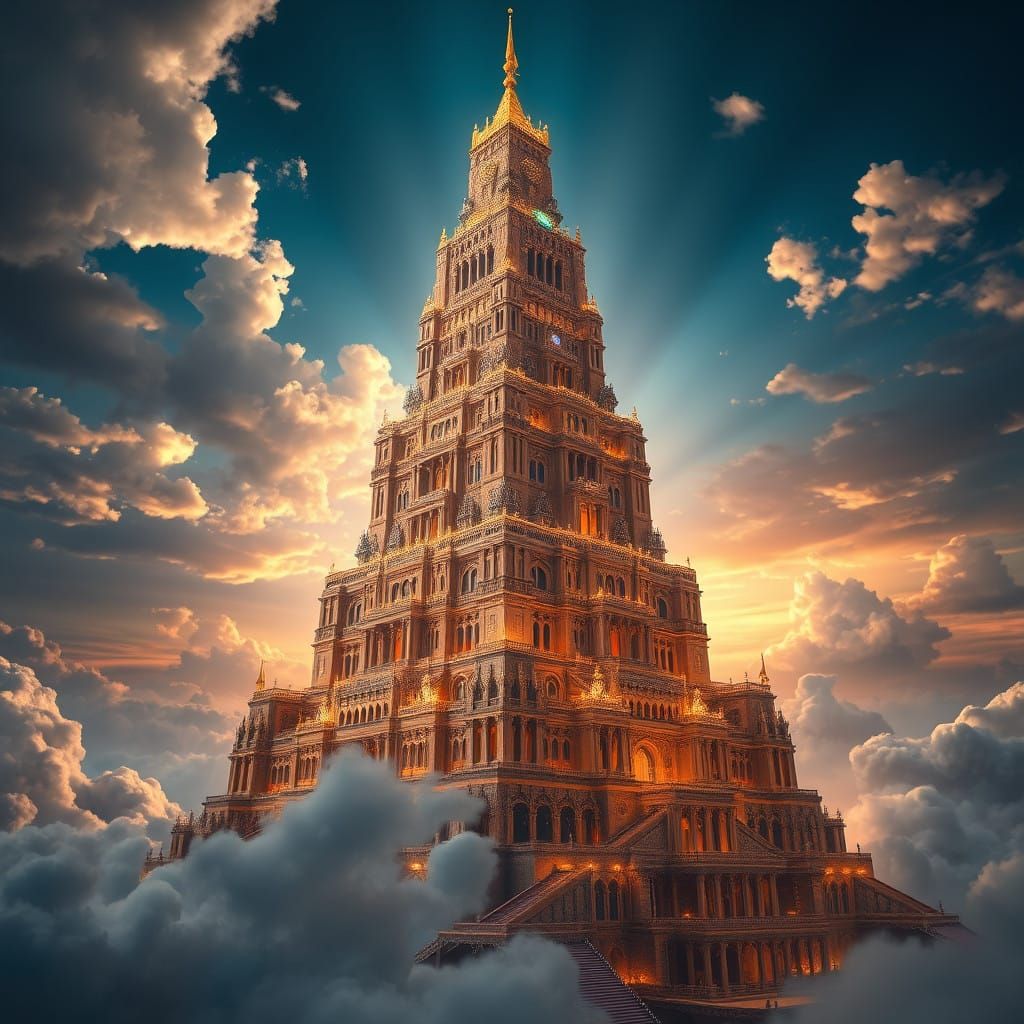 Majestic Tower of Babel, Humanity's Greatest Archi... - AI Art