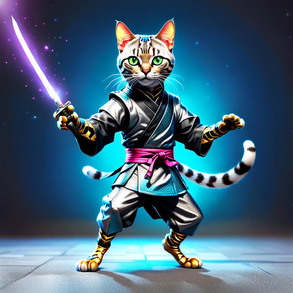 Silver Bengal Cat Dressed as a Ninja 🗡🛡 - AI Generated Artwork ...