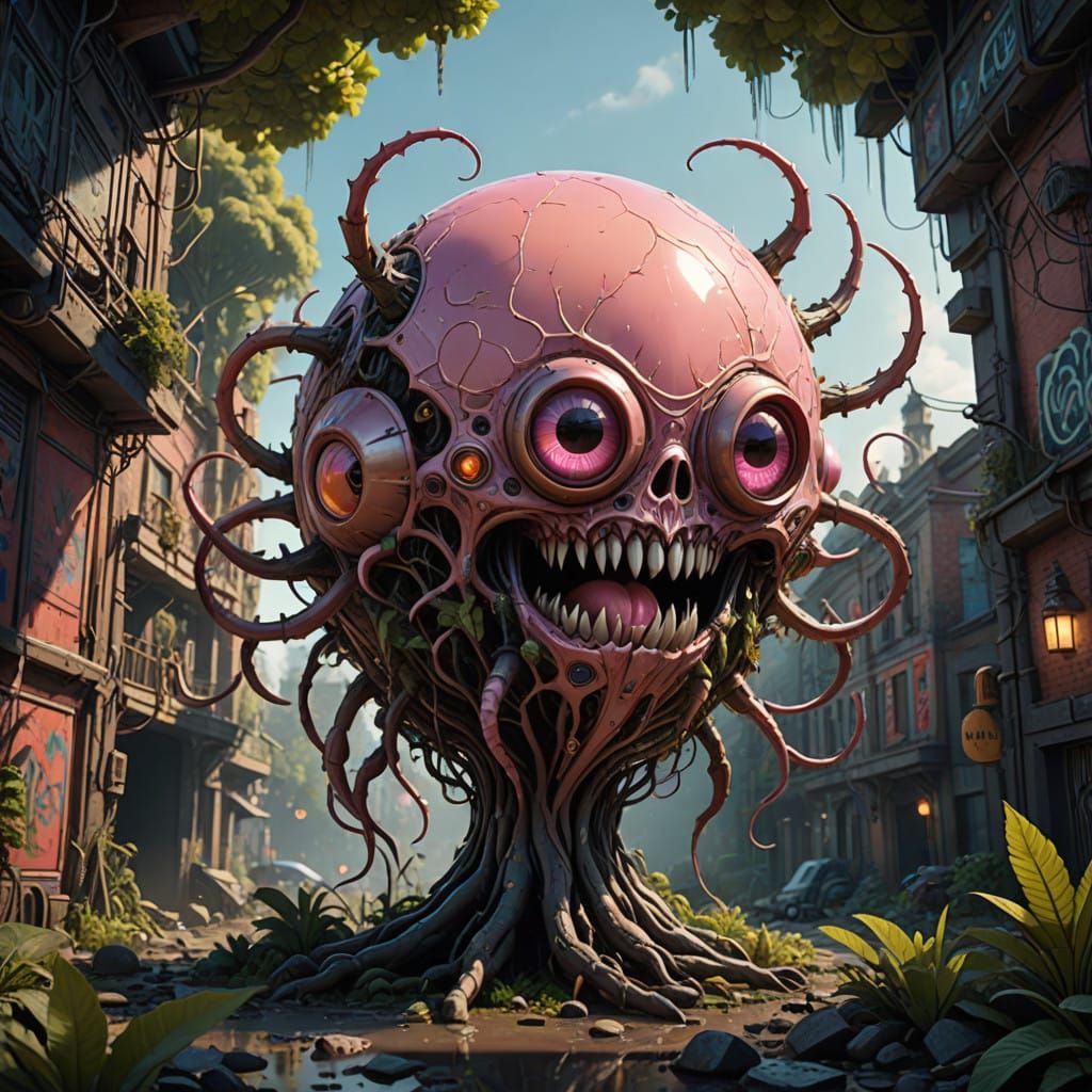 Ethereal Plantoid Alien in Hyperrealistic, Industr... - AI Art