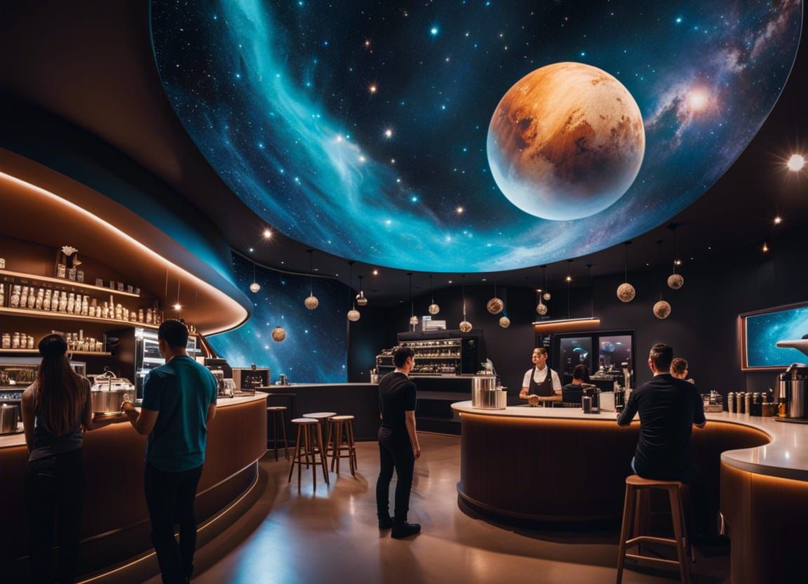 Coffeehouse in outer space - AI Generated Artwork - NightCafe Creator