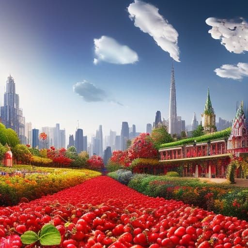 Strawberry City - AI Generated Artwork - NightCafe Creator
