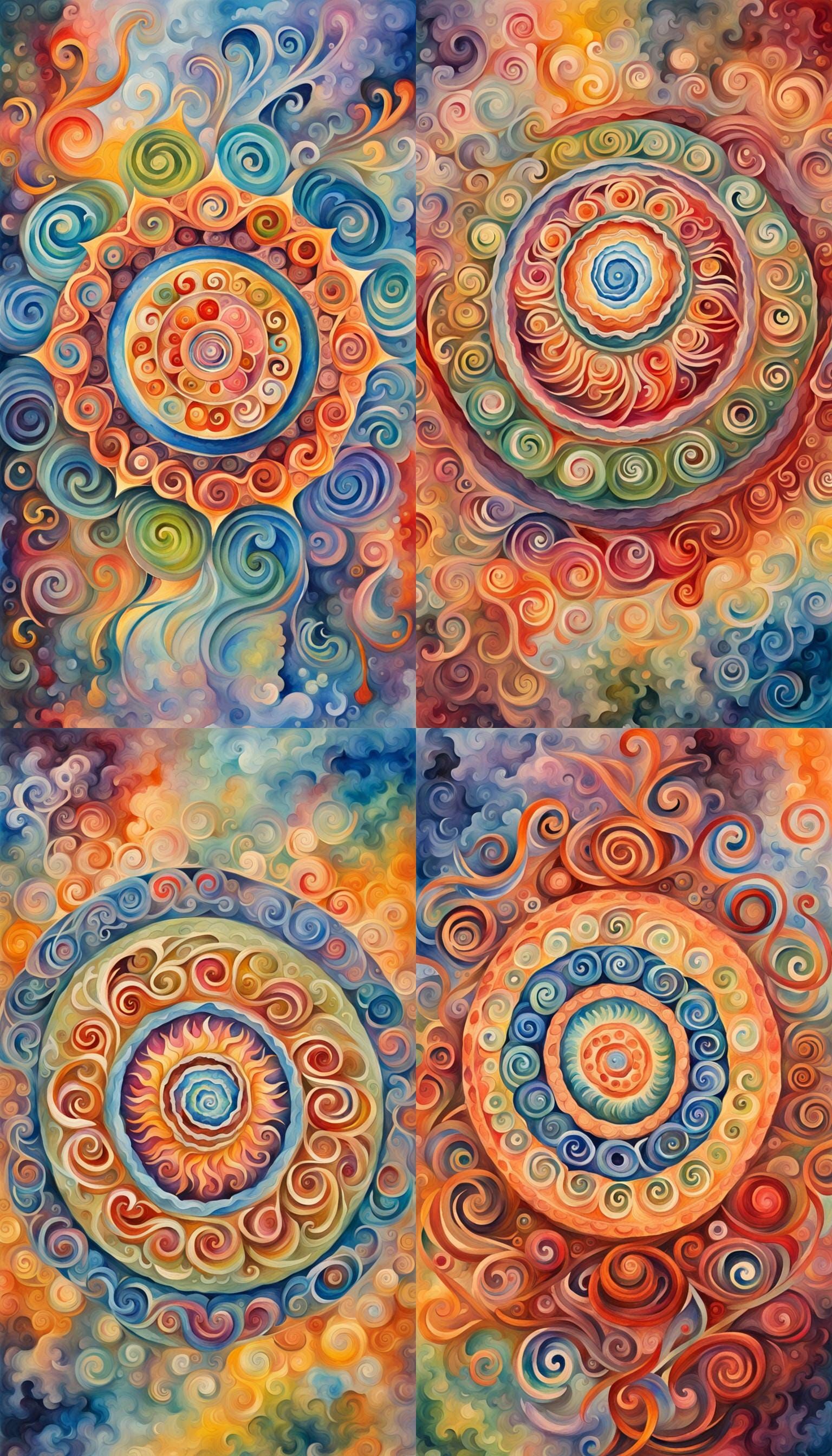 Mystic powerful mandala with spirals in Guache - AI Generated Artwork ...