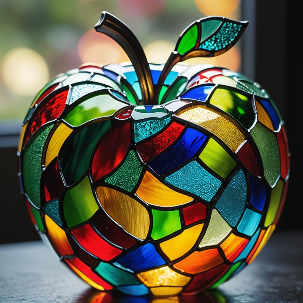 Stained Glass Apple - AI Generated Artwork - NightCafe Creator