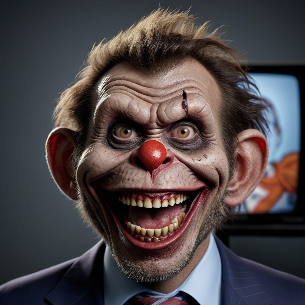 Grinning TV News Anchorman Emerges from the Apocal... - AI Art