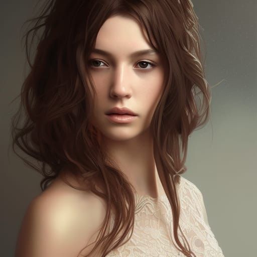 brunette with impassive mask,attractive lace dress : r/nightcafe