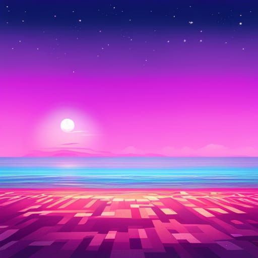 Synthwave beach - AI Generated Artwork - NightCafe Creator