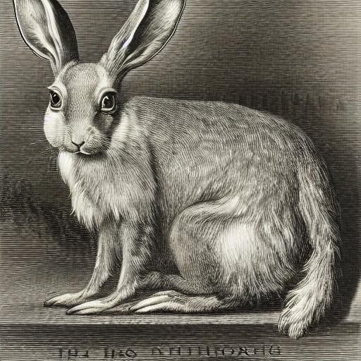 Three eyed hare, black and white 1800s illustration, botanical drawing ...