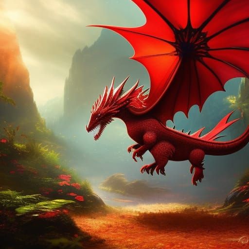 Small Red Dragon - AI Generated Artwork - NightCafe Creator