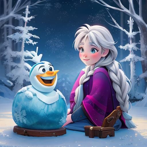 Anna in Frozen. Thomas Kinkade - AI Generated Artwork - NightCafe Creator