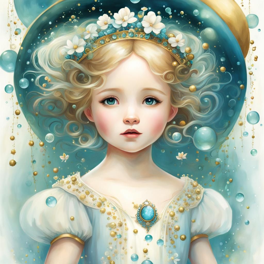 Digital illustration of an Adorable chibi princess dancing in a ...