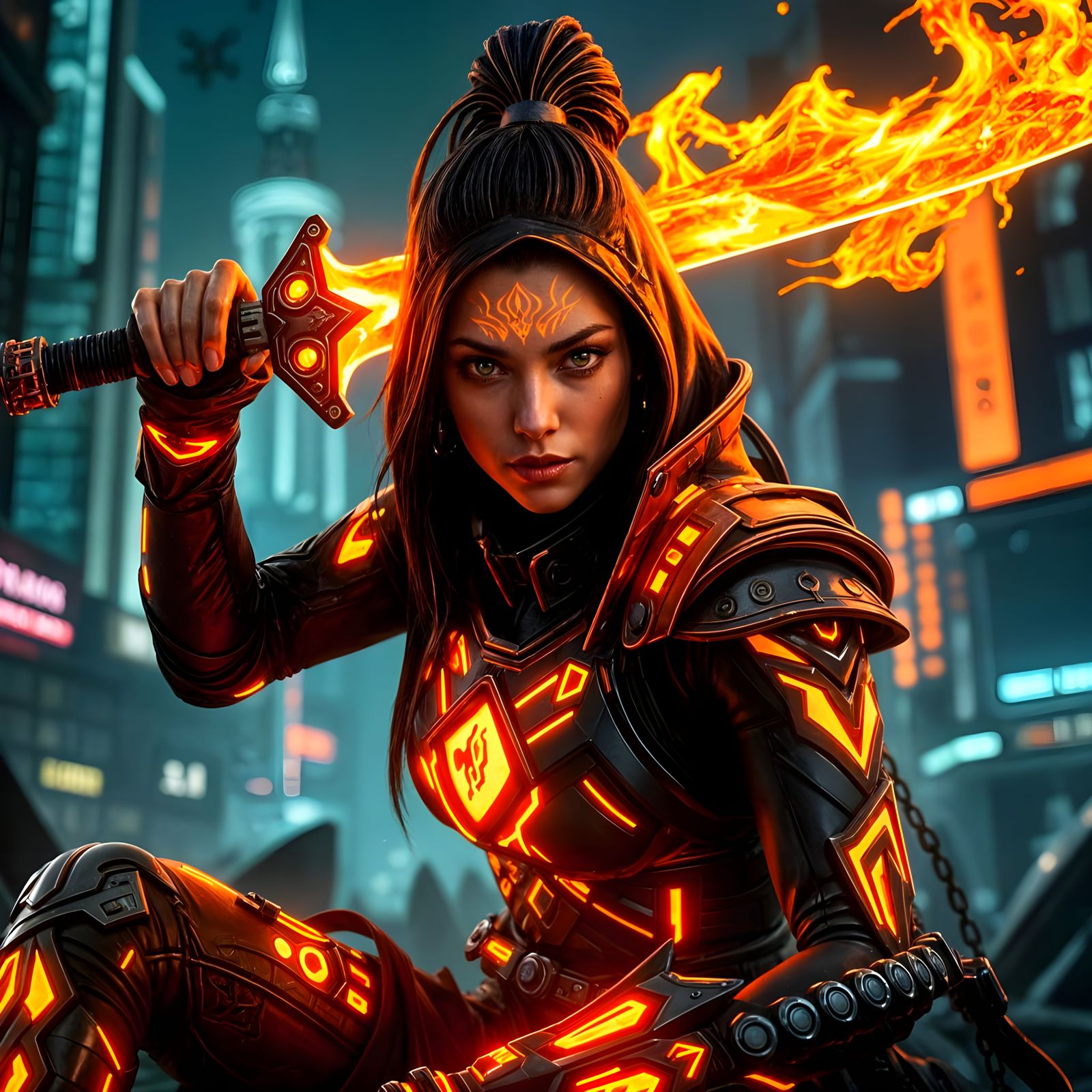 Cyber-Demonic Ronin Goddess in Futuristic Biopunk ... - AI Art