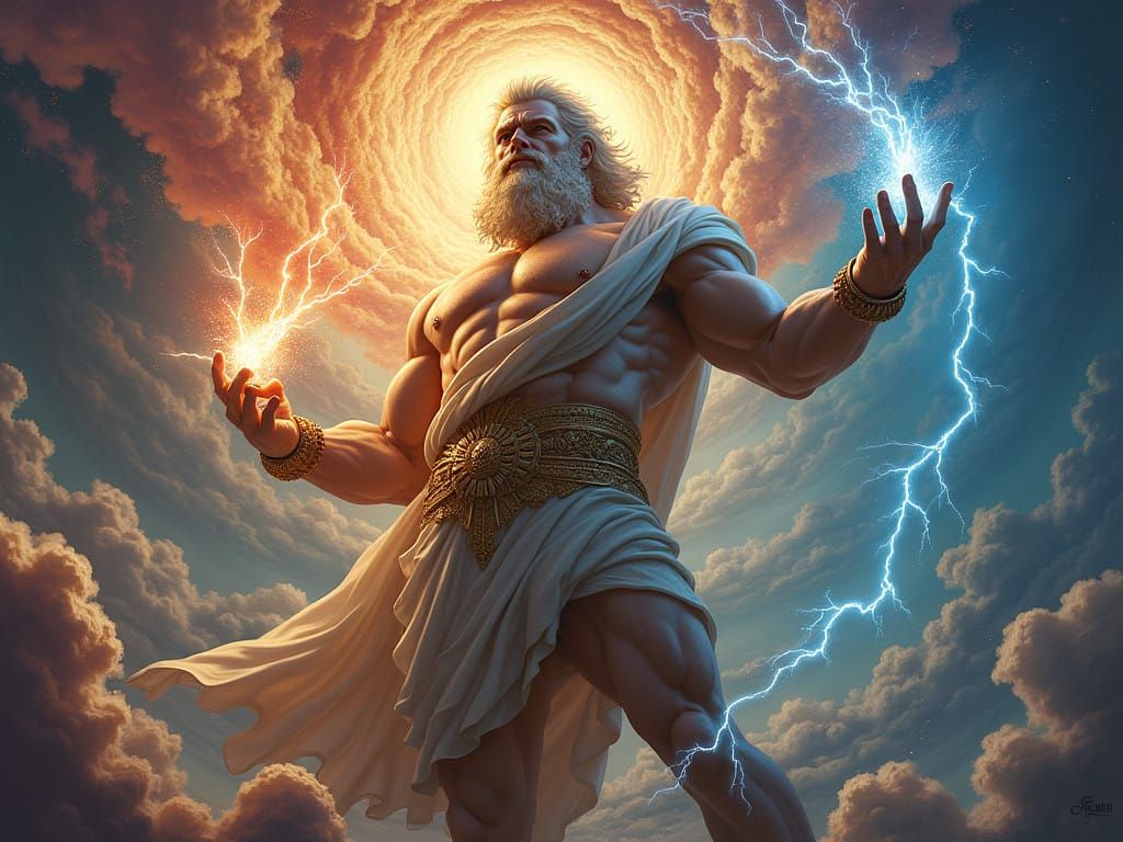 Zeus Unleashes Fractal Fury in Surreal Classical A... - AI Art