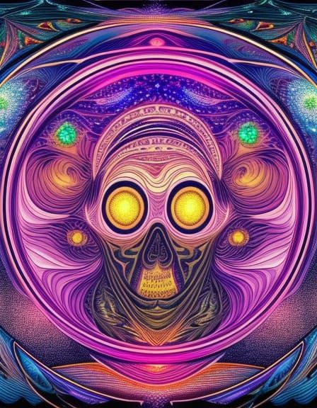 The cosmos in a skull, vector wave function Zentangle 3d shading 8k ...
